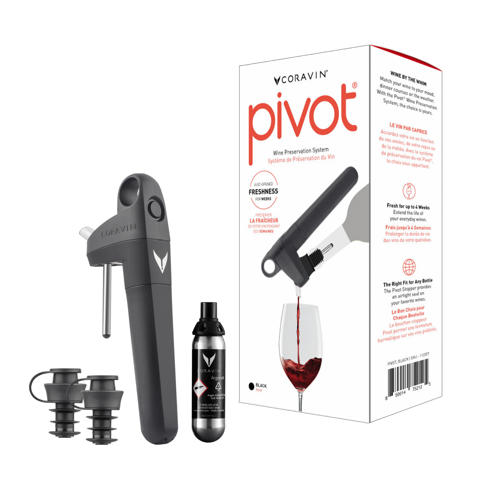 CORAVIN "Pivot Wine Preservation System Black" rinkinys - Prike